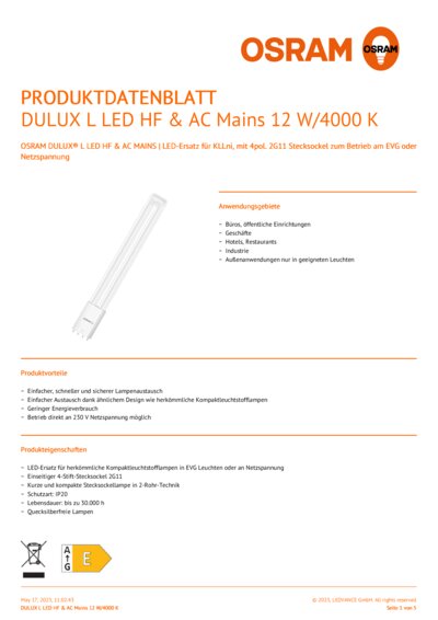 OSRAM DULUX LED L HF & AC MAINS